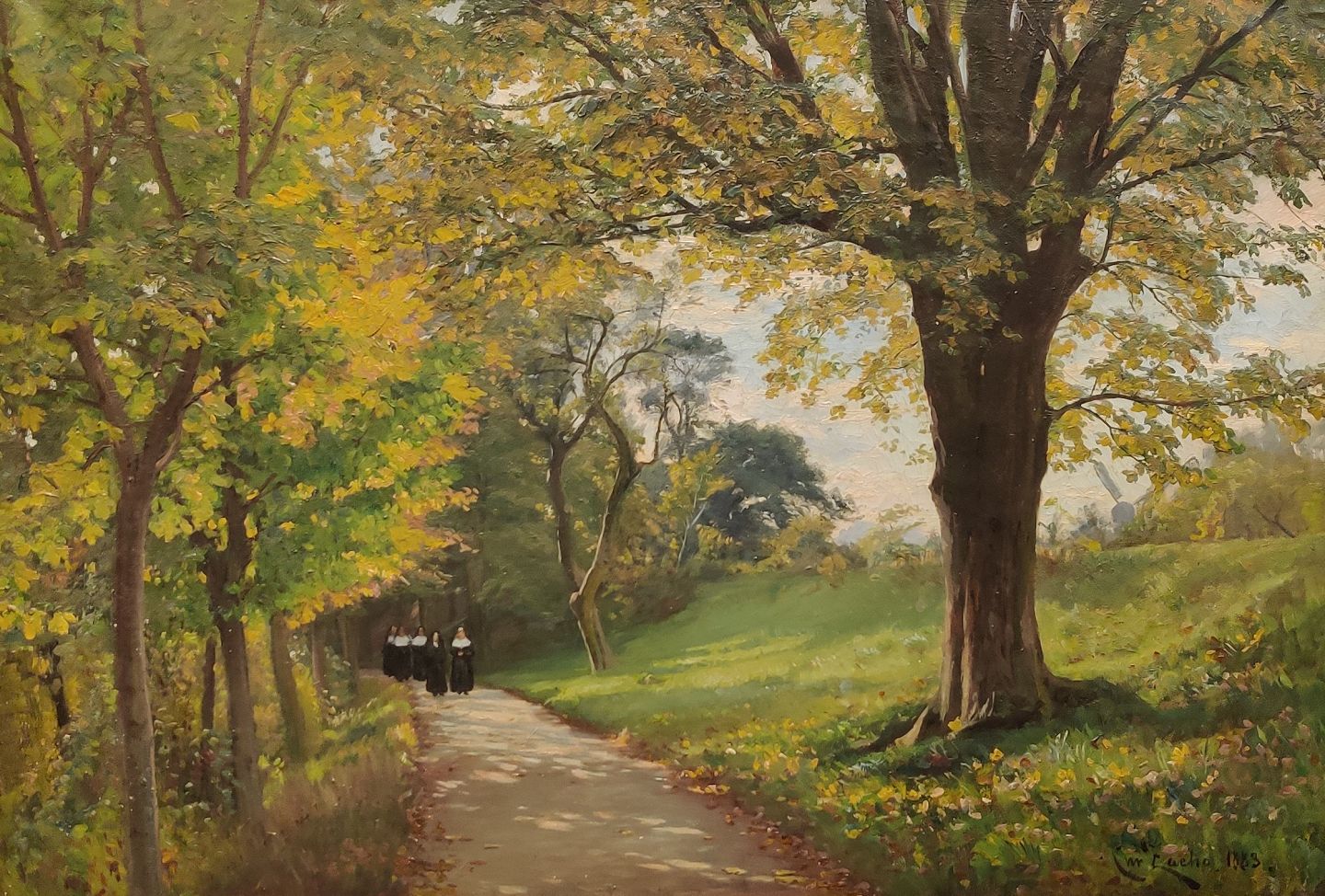 Antik Damgaard-Lauritsen - Christian Zacho; Maleri, Skovparti med ...